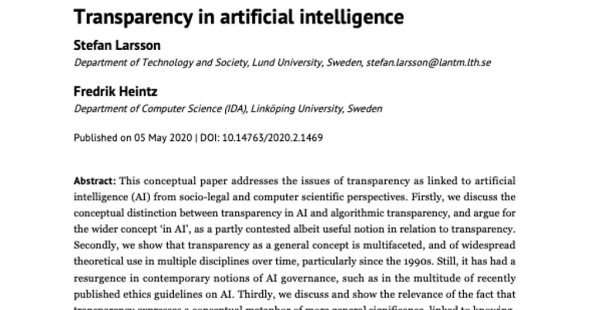 Transparency in artificial intelligence | anch.AI - The Ethical AI Platform
